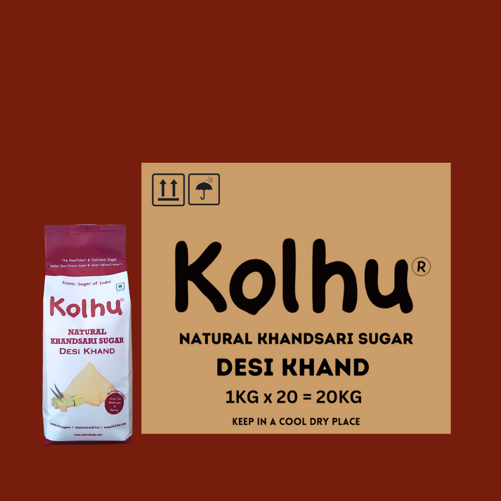 Kolhu Natural Khandsari Sugar (Desi Khand) 20Kg (1Kgx20) – Kolhu Foods
